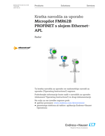 Endres+Hauser KA Micropilot FMR62B PROFINET quick guide | Manualzz