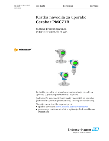 Endres+Hauser Cerabar PMC71B quick guide | Manualzz
