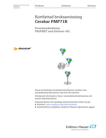 Endres+Hauser Cerabar PMP71B quick guide | Manualzz