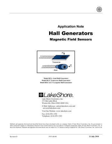 LakeShore InAs and GaAs Hall Sensors Manual | Manualzz