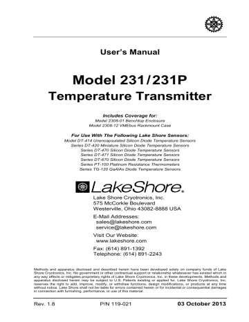 LakeShore 231, 231P, and 234 Temperature Transmitters Manual | Manualzz