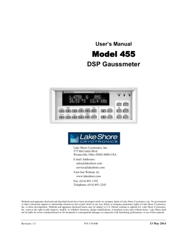 LakeShore 455 DSP Gaussmeter Manual | Manualzz