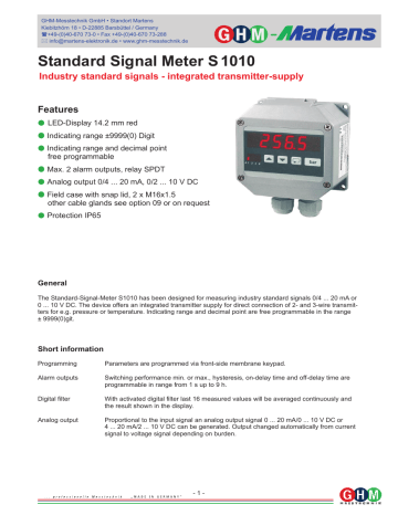 GHM S1010 Standard signal Owner's Manual | Manualzz
