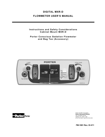 Porter Digital MXR D Cabinet Mount Flowmeter User's manual | Manualzz