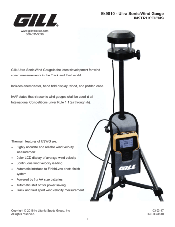 Gill ULTRA SONIC WIND GAUGE 2.0 Instructions | Manualzz