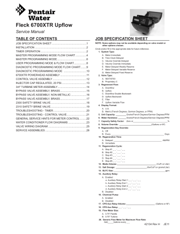 TROUBLESHOOTING - CONTROL VALVE. Fleck 6700XTR Upflow | Manualzz