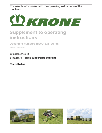 Krone Blade support left and right Operating Instructions | Manualzz