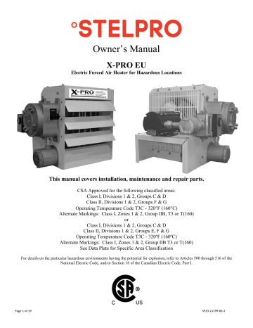 Stelpro EU Explosion-proof Unit Heater Installation Guide | Manualzz