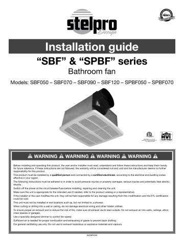 Stelpro SBF Bathroom Exhaust Fan Installation Guide | Manualzz