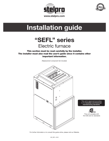 Stelpro SEFL Electric Furnace Installation Guide | Manualzz