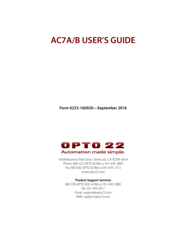 Opto 22 AC7A Users Guide | Manualzz