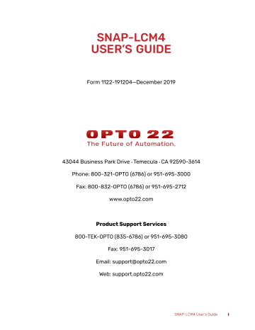 Opto 22 SNAP-LCM4 User's guide | Manualzz