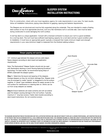 Deckorators Sleeper System Installation Instructions | Manualzz