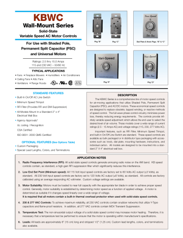 TPI KBWC-110K Ceiling Fan Speed Controller Owner's Manual | Manualzz