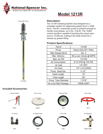 Zee Line 1220R-6 50:1 Air Grease Pump Owner's Manual | Manualzz