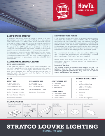 Stratco Louvre Lights Installation Guide | Manualzz