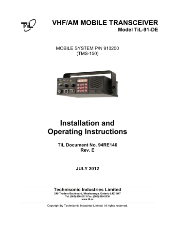 Technisonic TMS-150 Owner's Manual | Manualzz