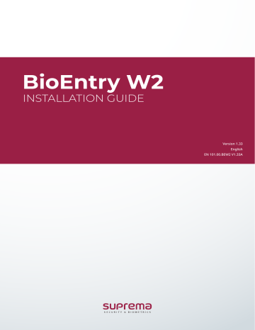 Suprema BioEntry W2 Installation Guide | Manualzz