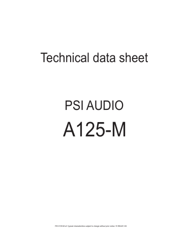 PSI Sub A125-Ms Technical Data | Manualzz