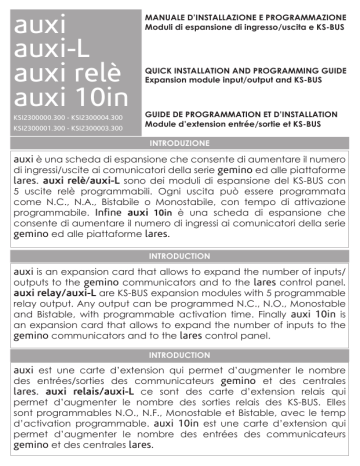 Ksenia auxi User and installer manual | Manualzz