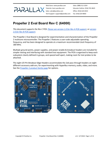Parallax Propeller 2 Eval Board Product Guide | Manualzz
