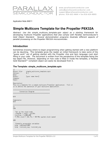 Parallax AN011 Simple Multicore Template | Manualzz