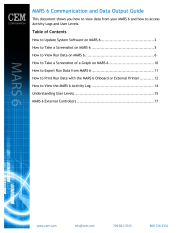 CEM MARS 6 Communication and Data Output Guide | Manualzz