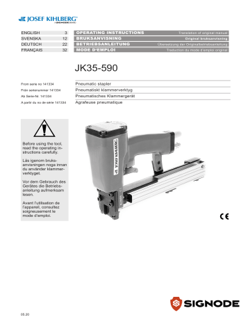 Josef Kihlberg JK35-590 Stapler Operating instructions | Manualzz