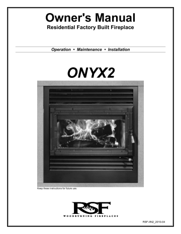 RSF Fireplaces ONYX 2 Owner’s Manual | Manualzz