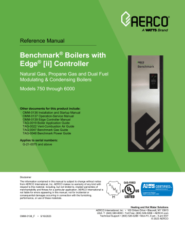 AERCO Benchmark 1500 and 2000 Condensing Maintenance Manual | Manualzz