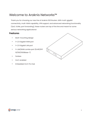 Control4 AN-520-RT Araknis 520 Router Quick Start Guide | Manualzz