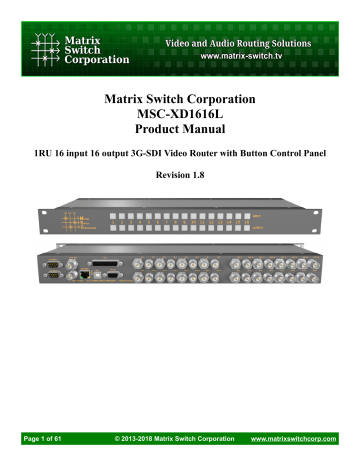 Matrix Switch Corporation MSC-XD1616L 16 Input 16 Output 3G-SDI Video ...