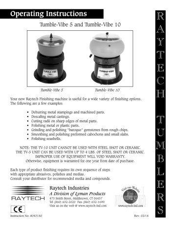 Raytech TV-5 Tumble Vibe Instructions manual | Manualzz
