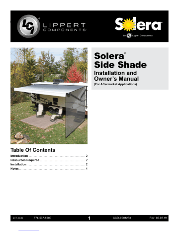 Lippert Components Solera Installation And Owner's Manual | Manualzz