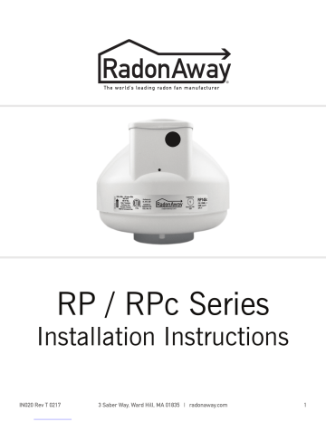 RadonAway RP380 Installation Instructions Manual | Manualzz