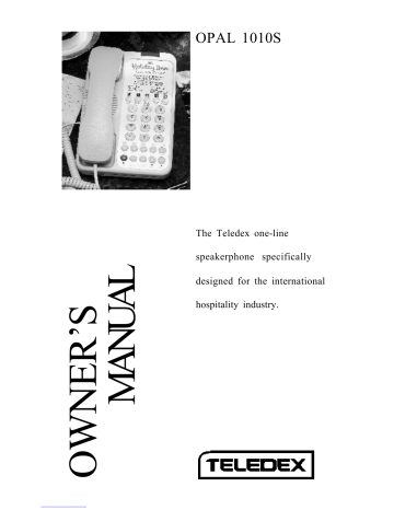 Teledex Opal Series 1010S Owner's Manual | Manualzz