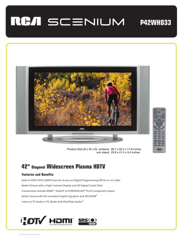 RCA Scenium P42WHD33 Features And Benefits | Manualzz
