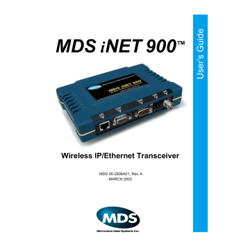 MDS iNET 900 Series User Manual | Manualzz