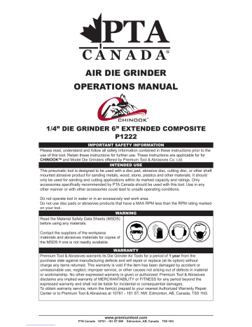 PTA P1222 Operation Manual | Manualzz
