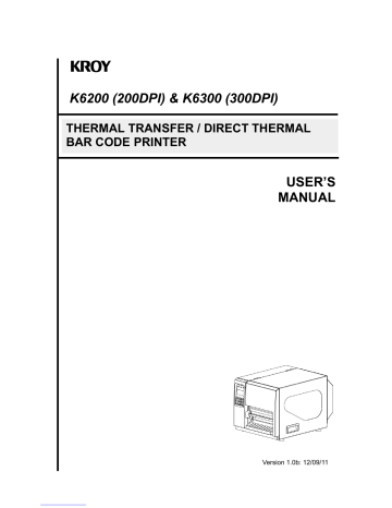 Kroy Europe Ltd K6200 Series, K6300 Series User Manual | Manualzz