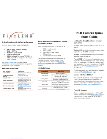 Pixelink PL-D Quick Start Manual - Download & View Online | Manualzz