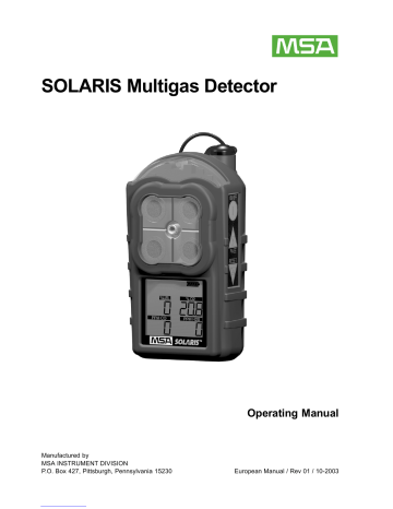 MSA SOLARIS Operating Manual | Manualzz