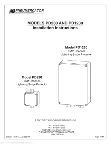 Pneumercator PD1230 Installation Instructions Manual | Manualzz