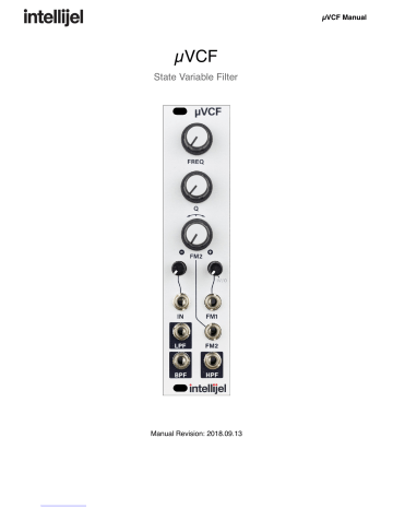 Intellijel mVCF Manual | Manualzz