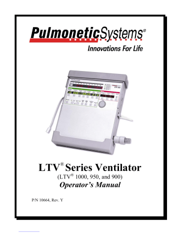 Pulmonetic Systems LTV 900 Operator's Manual | Manualzz