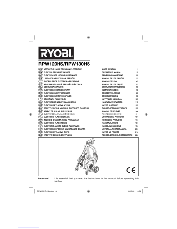 Ryobi HydroSurge RPW130HS Operator's Manual | Manualzz