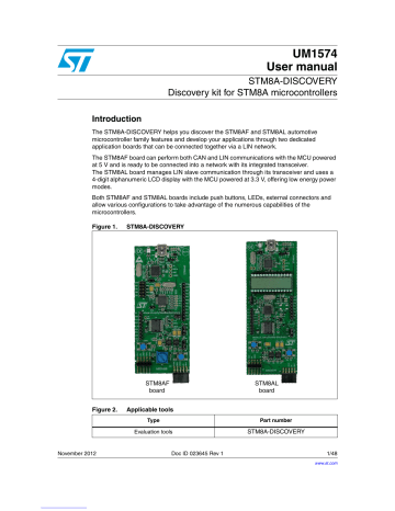 ST STM8A-DISCOVERY User Manual | Manualzz