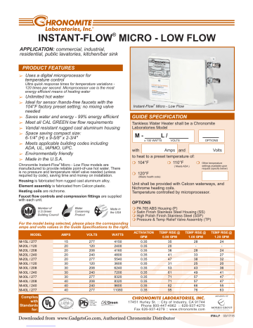 Chronomite Instant-Flow Micro M-30L/240 Manual | Manualzz