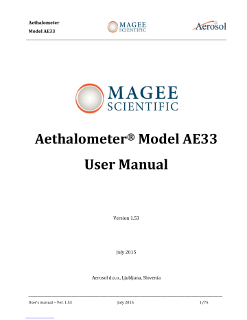MAGEE Scientific Aethalometer AE33 User Manual | Manualzz