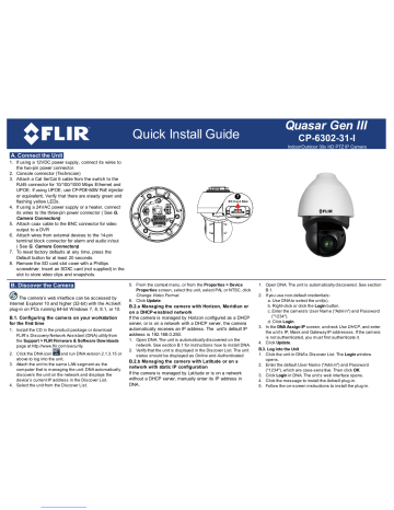FLIR Quasar Gen III Quick Install Manual | Manualzz
